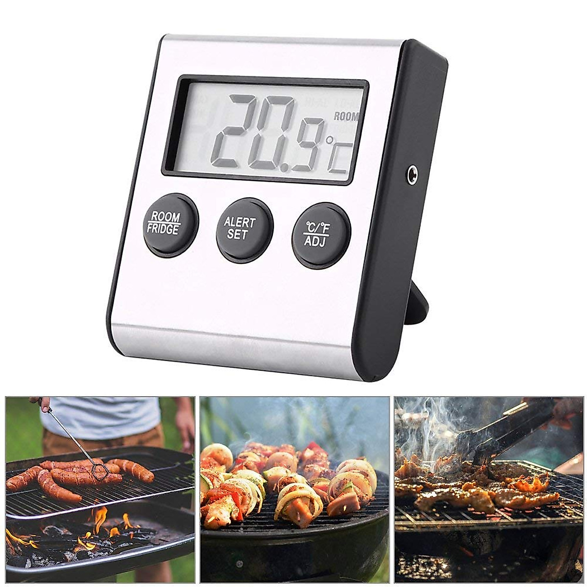 Digital Refrigerator Thermometer LCD Alarm Fridge Temperature Monitor Mini Battery Powered Freezer Room Thermometer with Max/Min Temperature Records