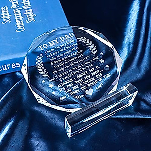 YWHL To My Dad Gifts from Daughter Son, Birthday Gifts for Dad Who Wants Nothing, Father's Day Gifts, Laser Engraving Glass Keepsake, Meaningful Present for Father on Thanksgiving Christmas