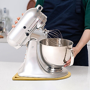 Bamboo Mixer Slider Compatible with Kitchenaid Bowl Lift 5-8 Qt Stand Mixer - Kitchen Countertop Storage Mover Sliding Caddy for Kitchen Aid 5-8 Qt Mixer, Mixer Appliance Moving Tray