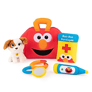 GUND Sesame Street Official Furry Friends Forever Elmo & Tango Checkup Playset, Premium Plush Sensory Playset for Ages 1 & Up, Red, 8”