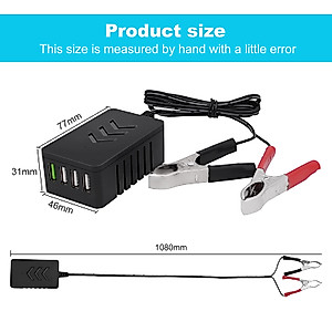 YIPIN HEXHA DC Converter with Battery Clip 12V/24V to 5V 4USB Port DC Power Adapter Buck Charging Module for Apple Android Phone Charging