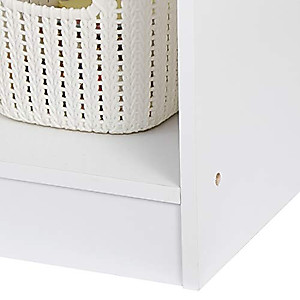 Nouva 3x2 Cubic Organizer 6 Cube Storage Bookcase Wooden Bookshelves Toy Organizers with 3 Non-Woven Bins for Bedroom Living Room, White&blue