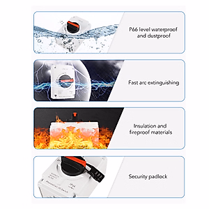 PV Solar Disconnect Switch, LONQ 40 DC Isolator Solar Switch IP66 Waterproof DC1000V 32A 4P Disconnect Switch for Solar Photovoltaic Systems