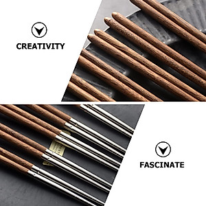 Hemoton Metal Chopsticks 5 Pairs Sushi Chopsticks Sashimi Chopsticks Stainless Steel Japanese Chopsticks with Wood Handle Chef Traditional Garnishing Plating Tweezers Gifts Sets