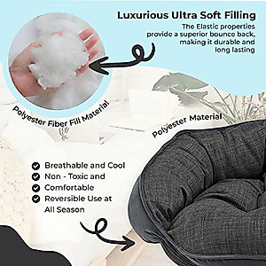 Bowsers Crescent Bed for Dogs - Reversible Dog Bed with Tufted Cushion and Open Front - Hypoallergenic Dog Bed Lounger with High Memory Polyester Fiber and Upholstery Grade Fabric - Storm, Large Size