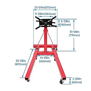 KUAFU Universal 360 Degree Rotating Engine Stand Adjustable Mounting Head Folding Frame for Auto Truck Motor Hoist Repair Jack 2000LBS Capacity Heavy Duty Steel-RED