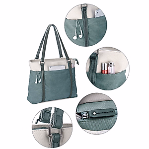 Wxnow Laptop Tote Bag 15.6 Inch Laptop Bag for Women Teacher Large Laptop Organizer Bag Waterproof Briefcase Shoulder Bag for Work Grey