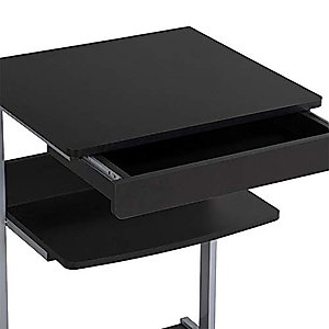 Yaheetech Mobile Computer Desk Cart, Small Rolling Laptop Desk PC Table Workstation with Drawer and Printer Shelf, Writing Desk Table for Small Space/Home Office