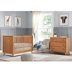 Oxford Baby Dawson Modern 3-in-1 Convertible Island Baby Crib, Honey Brown, Green Guard Gold Certified