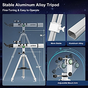 LUVONI Telescope, 90mm Aperture 900mm Telescopes for Adults Astronomy with Fine-tuning AZ Tripod, Multi-coated High Transmission Professional Refractor Telescope with Slow-motion Knobs & Phone Adapter