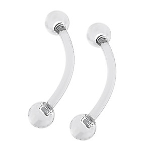 2pc 16g Vertical Labret Retainer Curved Barbell Clear Lip Plastic Gauge Earrings Ring For Women 10mm