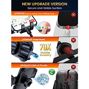 TOPK 2-Pack Phone Holders for Your Car [Wider Clamp & Metal Hook] Car Phone Mount [Thick Cases Friendly] Air Vent Clip Cell Phone Holder for Smartphone, iPhone, Automobile Cradles Universal