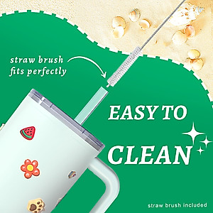 winiwo 40 oz Tumbler with Handle and Straw, D.I.Y Gift for Her, Stainless Steel Travel Mug, Iced Tea or Coffee, Insulated Tumbler with Stickers, Keeps Beverages Cold Up to 24 Hours