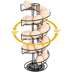 Toplife Spiral Design Metal Egg Skelter Dispenser Rack, Storage Display Rack, Black