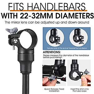 West Biking Bike Mirror Handlebar Mount, Adjustable Rotatable Bicycle Rear View Mirror, Wide Angle Acrylic Convex Safety Mirror for Mountain Road Bike