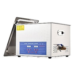 CREWORKS Ultrasonic Cleaner with Heater and Timer, 4 gal Digital Sonic Cavitation Machine, 360W 15L Stainless Steel Jewelry Cleaner for Professional Tool Watch Glasses Retainer Denture Parts Cleaning