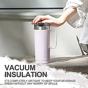 Life's Easy 20oz Insulated Travel Coffee Mug Stainless Steel Vacuum Tumbler Cup with Flip Lid, Spill Proof Double Wall Thermos for- Keep Hot & Cold Drinks, Gifts for Men & Women | Lavender