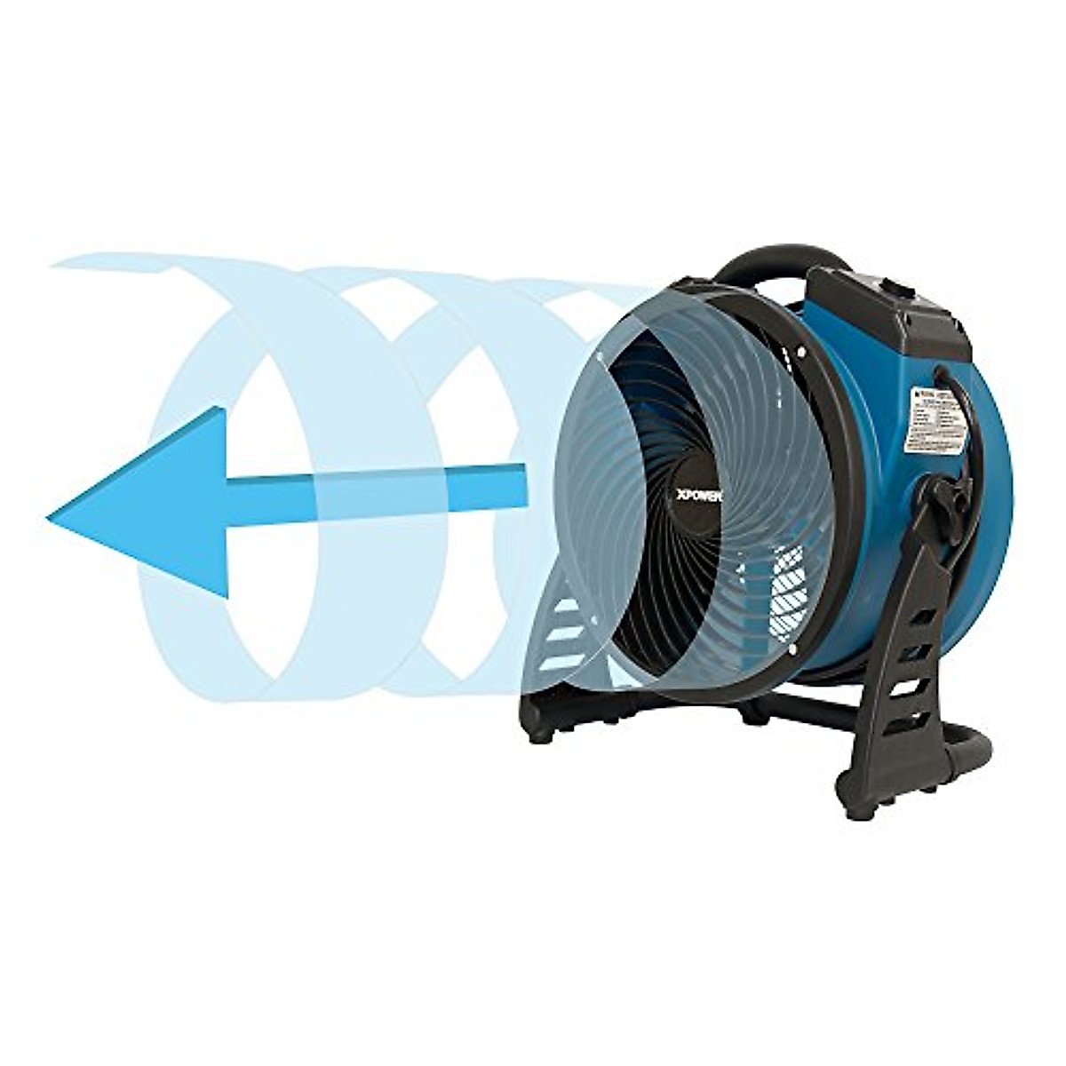 XPOWER P-26AR Industrial Axial Air Mover, Blower, Fan with Build-in Power Outlets for Water Damage Restoration, Home and Plumbing Use - 1 Amp, 1300 CFM, 4 Speeds , Blue