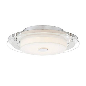 Possini Euro Design Clarival Modern Ceiling Light Flush-Mount Fixture 12 1/2" Wide Sleek Chrome Dimmable LED Clear Ring White Acrylic Diffuser for Bedroom Kitchen Living Room Hallway Dining House