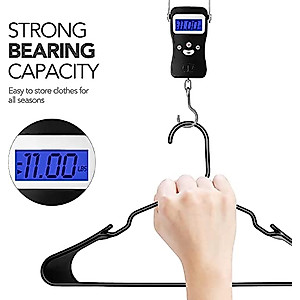 HOUSE DAY Black Plastic Hangers 50 Pack, Plastic Clothes Hangers Space Saving, Sturdy Clothing Notched Hangers, Heavy Duty Coat Hangers for Closet, Laundry Hangers for Adult Coat, Suit, Shirt, Dress