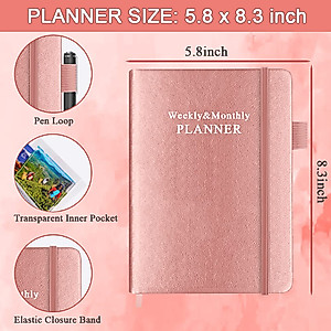 Hardcover Undated Planner for Any Year - Weekly & Monthly Planner & Journal to Track Goals, Perfect to Organize Your Daily Life, 5.85" x 8.25", Rose