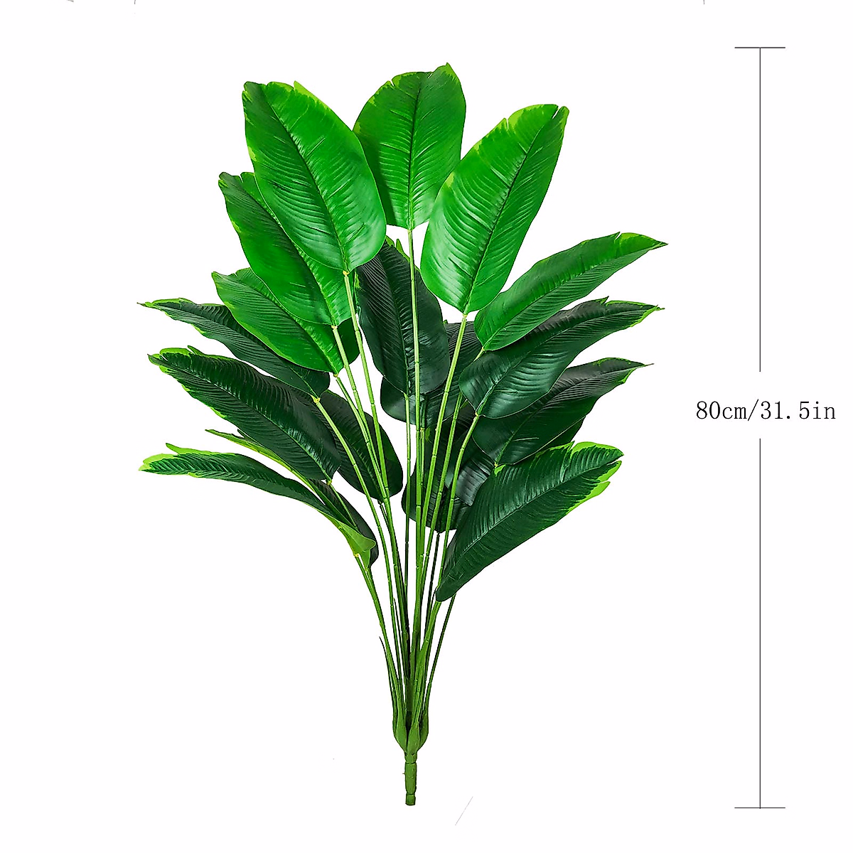 Rozwkeo Artificial Plants Fake Banana Tree Leaves with Stems 31" Tall Faux Bird of Paradise Palm Tree Imitation Frond Green Leaf Tropical Plants Greenery Floral Jungle Party Home Garden Decoration