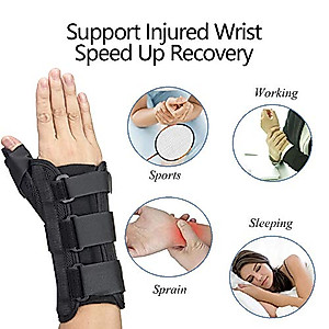 Wrist Brace with Thumb Spica Splint, Wrist splint & Thumb Splint Brace and Stabilizer, Relieve and Treat for De Quervain's Tenosynovitis, Arthritis, Sprains, Carpal Tunnel Pain, Tendonitis (Left,M)