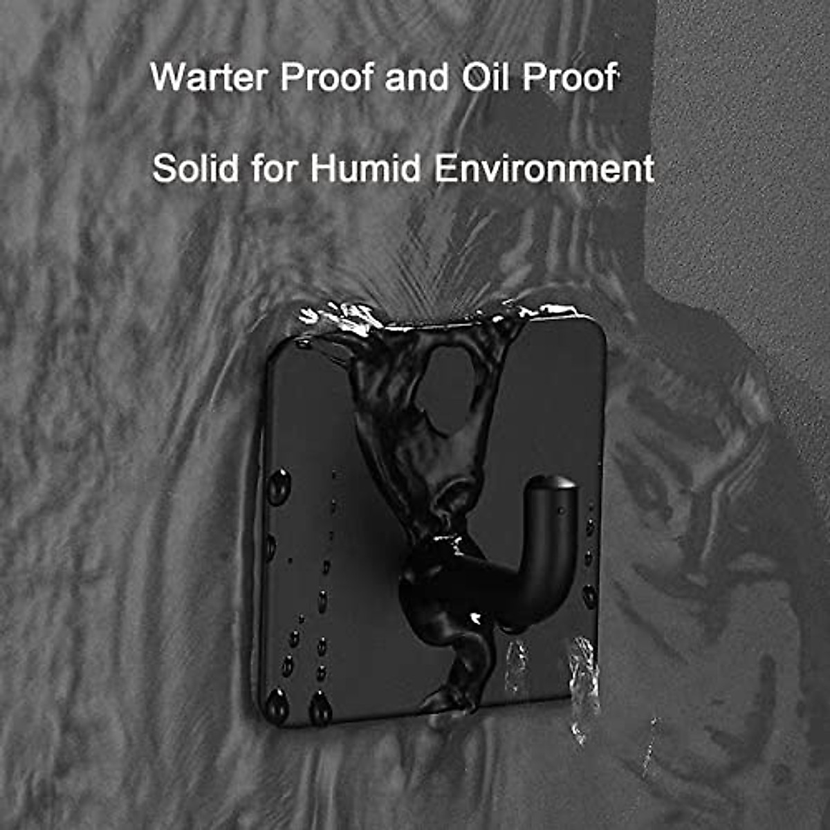 OKAKA Heavy Duty Adhesive Hooks Stainless Steel No Drilling Wall Hooks for Bathroom Outdoor Kitchen Robe Towel Coat Home Sticky Hooks Matte Black 5 Pack