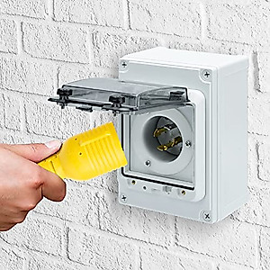 30 Amp Power Inlet Box, Briidea NEMA 3R Generator Inlet Box, NEMA L14-30P, 125/250 Volt, 7500 Watts Generator Transfer Switch, Weatherproof for Outdoor Use, ABS, Gray
