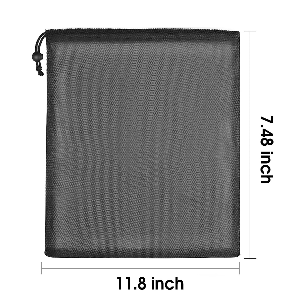 Miuion 10 Pieces Durable Nylon Mesh Bag with Sliding Drawstring Cord Lock Closure,Large Black Mesh Bag for Golf Tennis Balls,Gym,Shower,Washing Toys,Swimming,Beach,12×7.5 Inch