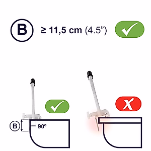 KMINA - Padded Bathtub Safety Rails for Seniors (Bathtubs with Flat Rim ≥3.5"), Adjustable Tub Grab Bars for Side of Tub, Clamp on Tub Rails for Elderly Gray