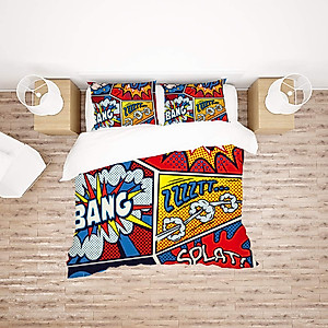LifeCustomize Colorful Comic Pop Art Duvet Cover Bedding 3 Piece Set Quilt Comforter Cover with Pillowcases Queen Size