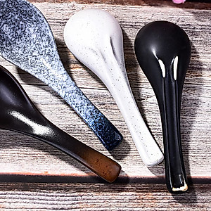 4 Pieces Japanese Soup Spoons, Asian Soup Spoon Suitable for Rice, Porridge, Cereal, Wonton, Tong sui, Pho, Udon, Ramen