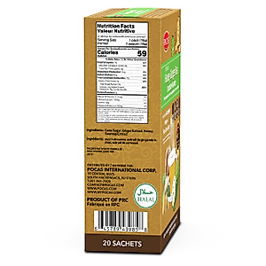 Pocas Honey Ginger Tea - Instant Tea Powder Packets with Soursop & Ginger Honey Crystals Tea, Non-GMO/Gluten Free/Caffeine Free Tea, 20 Count