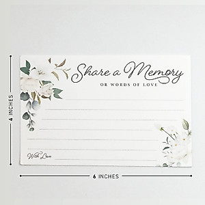 CARDAMONOLY Share a Memory Card for Celebration of Life - Minimalist Well Wishes Card - 6 x 4 - Set of 50 - Weddings, Anniversaries, Memorials, Funerals, Birthdays, Graduation