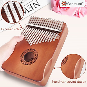Genround Kalimba Thumb Piano & Finger Instrument Bundle, 17 Keys & 8 Keys Piano with Beginner's Study Instruction, Portable Thumb Piano for Kids and Adults, Includes Tuning Hammer