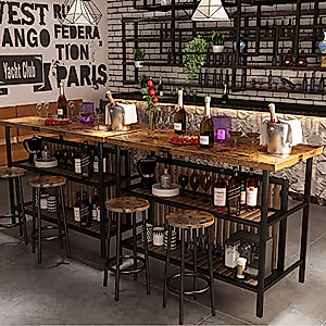 Recaceik 3 Piece Pub Table Set, Rectangular Bar Table with 2 Bar Stools, Faux Marble Dining Room Table Set of 2, Modern Counter Height Table with Storage, Kitchen Island with Seating