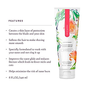 Pure Romance Coochy Cream, Conditioning Scented Shave Cream, Shaving Cream for Women to Experience their Smoothest Bikini Area, Legs, and Underarms, Secret Garden