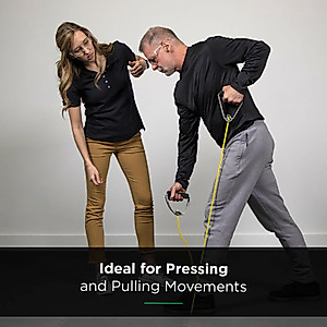 THERABAND Professional Latex Resistance Tubing with Handles For Full Body Exercise, Physical Therapy, Lower Pilates, At-Home Workouts, and Rehab, Soft Handles, 48 Inch, Yellow, Thin, Beginner Level 2