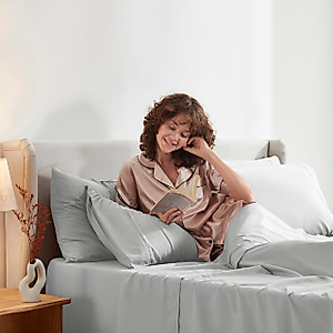 Nestl Extra Deep Pocket King Sheets Set - 6 PC Soft Microfiber Extra Deep Pocket King Size Sheets - Fade Resistant Bedding Sheets & Pillowcases - King, Silver Light Gray