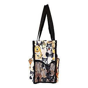 SONA G DESIGNS Multi Pocket Organizing Tote Bag for Nurses, Students, Teachers, Women Zipper Top (Dogs)