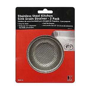 Keeney K820-33 2 Pcs Stainless Steel Kitchen Sink Drain Strainer Wide Rim 4.5" Diameter (Large) Anti Clogging Technology (2 Piece)