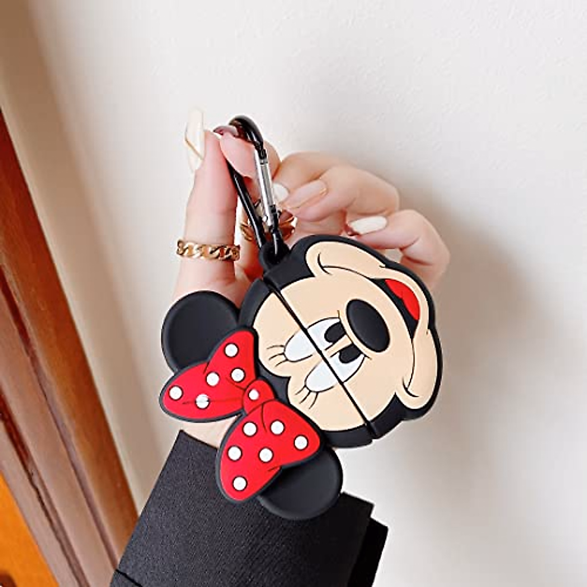 COCOMII Cartoon Case Compatible with AirPods 3 - Silicone, Slim, Matte, Cute Funny Animated, Anxiety & Stress Relief, Keychain Ring, Fingerprint Resistant, Anti-Scratch, Shockproof (Minnie Face)