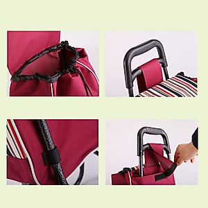 Portable Shopping Bag Foldable Heavy Duty Replacement Bag Shopping Spare Bag Reusable Waterproof for Shopping Cart Fold up Hand Truck red