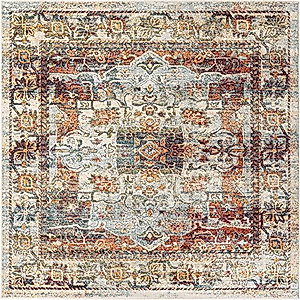 Unique Loom Isabella Collection Area Rug - Adjani (7' 10" Square, Ivory/Beige)