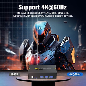 USB3.0 KVM Switch 2 Monitors 2 Computers HDMI 4K@60Hz for PCs Share USB Devices, Dual Monitor KVM Switch Support Wired Remote Control and Button Switch, Adaptive EDID