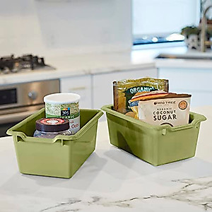 ECR4Kids Scoop Front Storage Bin, Multipurpose Organization, Fern Green, 5-Piece