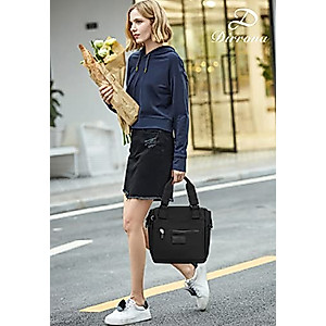 DIRRONA Fashion Womens Bag Nylon Women Shoulder Bag Casual Travelling Ladies Messenger Bag Multi Pockets Medium Size Waterproof Nylon Handbag Bags School Daily Use Black