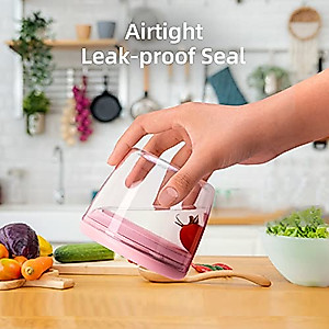 Meal Prep Container, 14oz 400ml Set of 4 Overnight Oats Containers with Lids, Airtight Leakproof Pop Top Lid Bowl for Breakfast Leftovers, Glass-like Clarity Tritan Material Food Storage Container