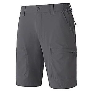 FREEKITE Men's Outdoor Ripstop Cargo Shorts Golf Quick Dry Hiking Fishing Tactical Work Shorts with Pockets (Gray,38W/10L)